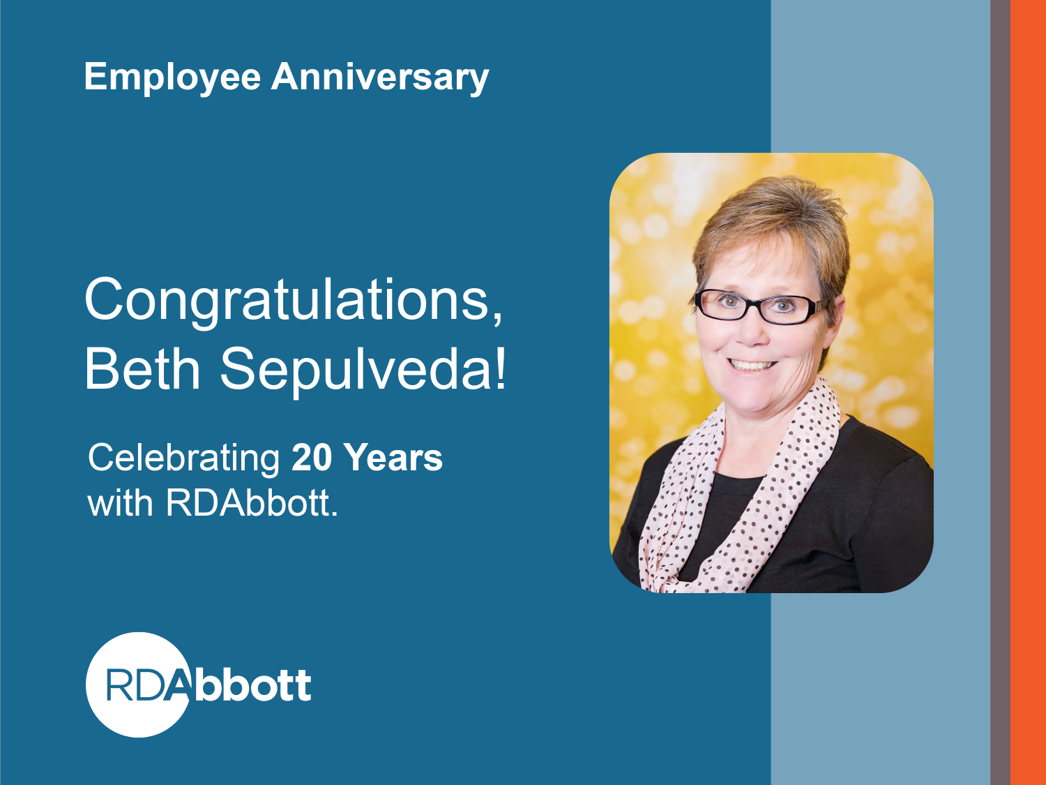 RDAbbott’s Beth Sepulveda Celebrates Milestone Work Anniversary - RDAbbott